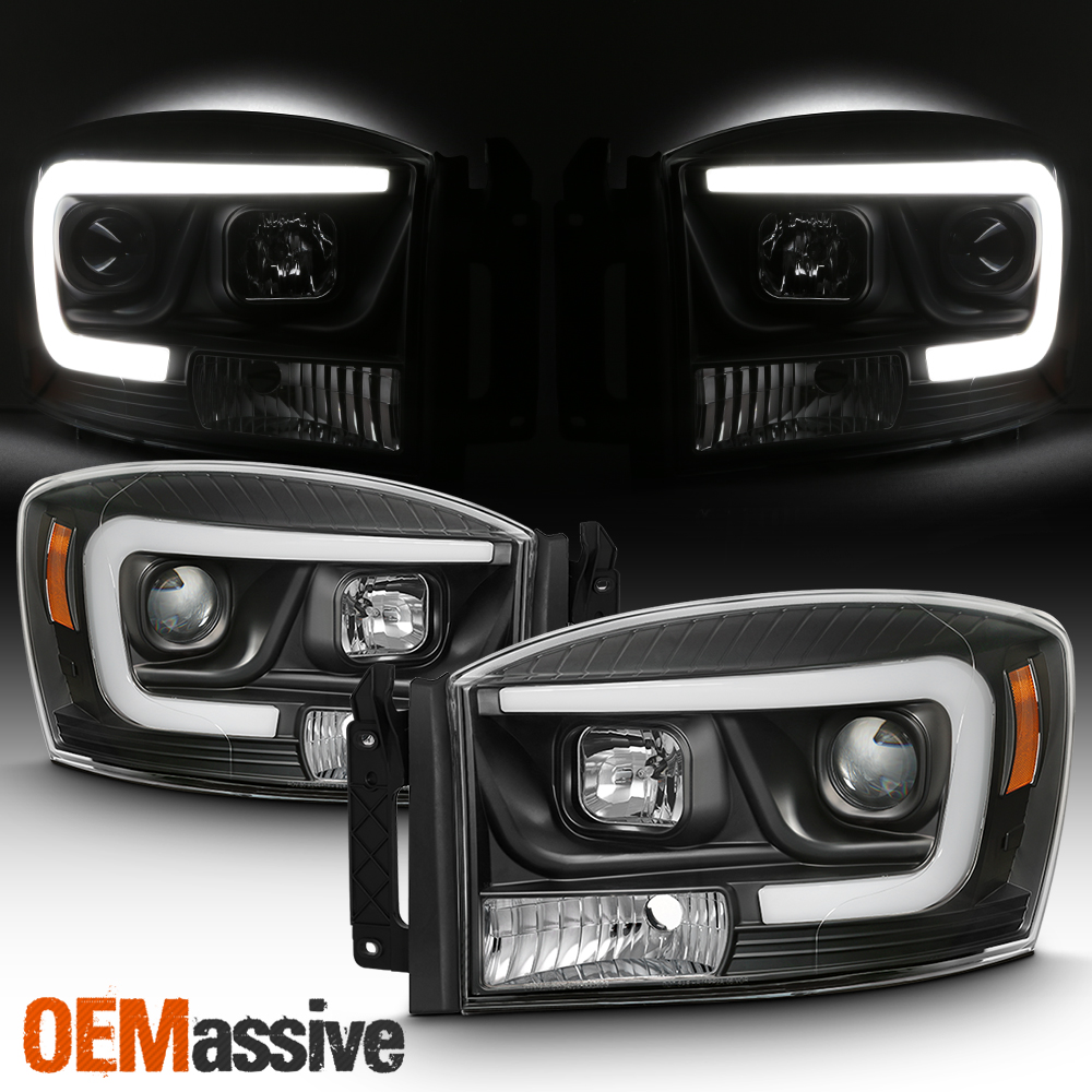 Fits 2006-08 Dodge RAM 3500 2500 1500 Pickup Black DRL LED Projector ...