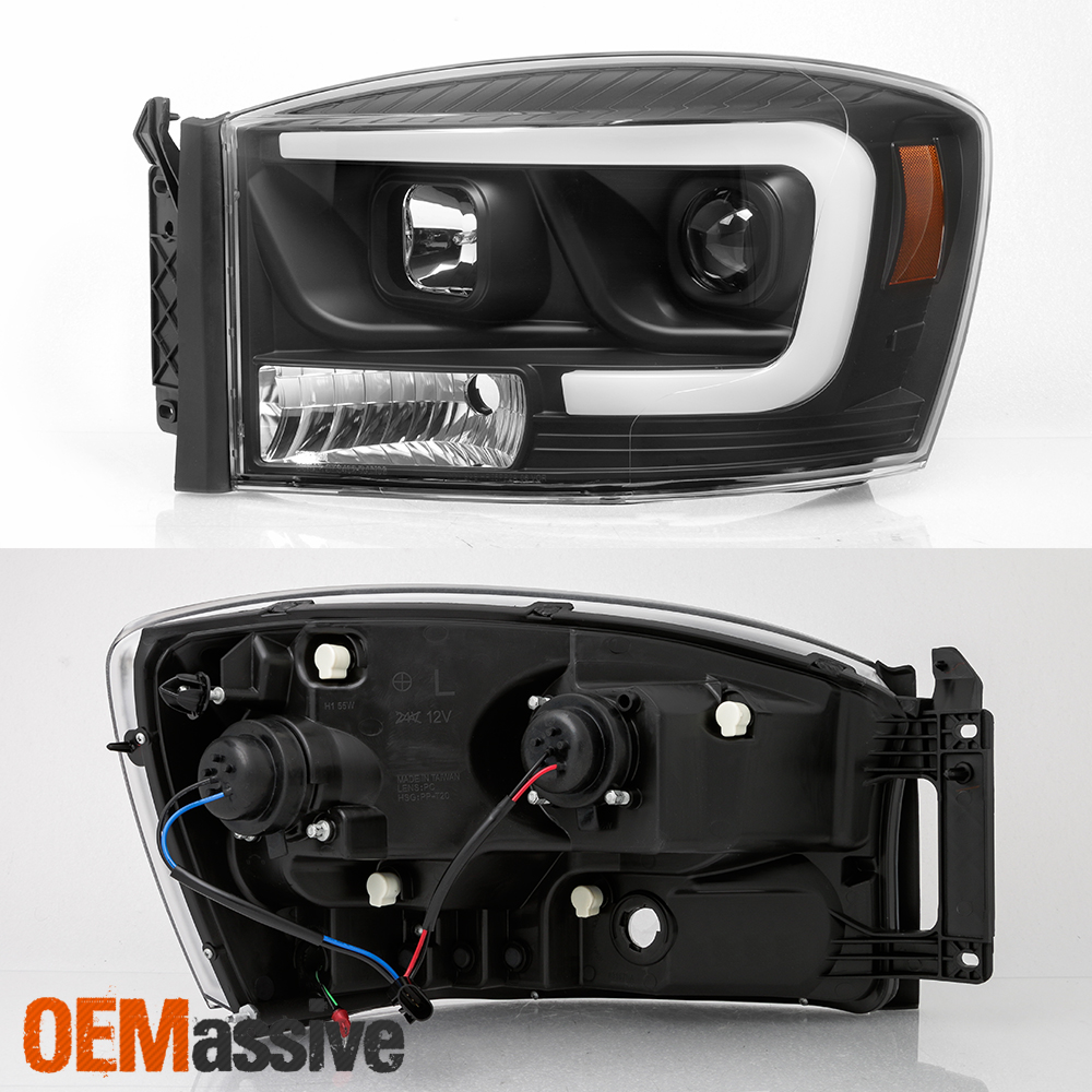 Fits 2006-08 Dodge RAM 3500 2500 1500 Pickup Black DRL LED Projector ...