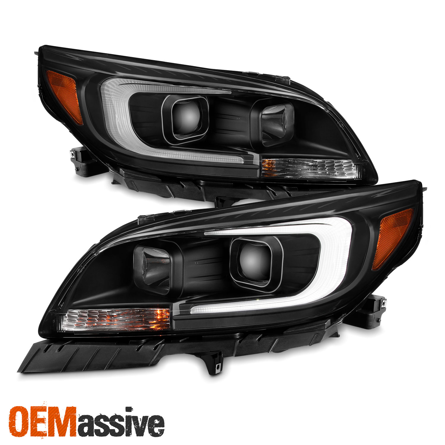 Fit 13-15 Chevy Malibu 16 Limited LED Strip DRL Projector Headlights ...