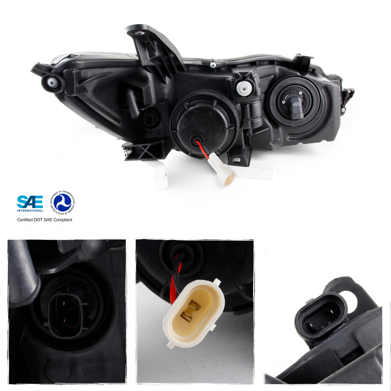 For 15-17 Toyota Camry LED Light Tube DRL Projector Headlights - Black ...