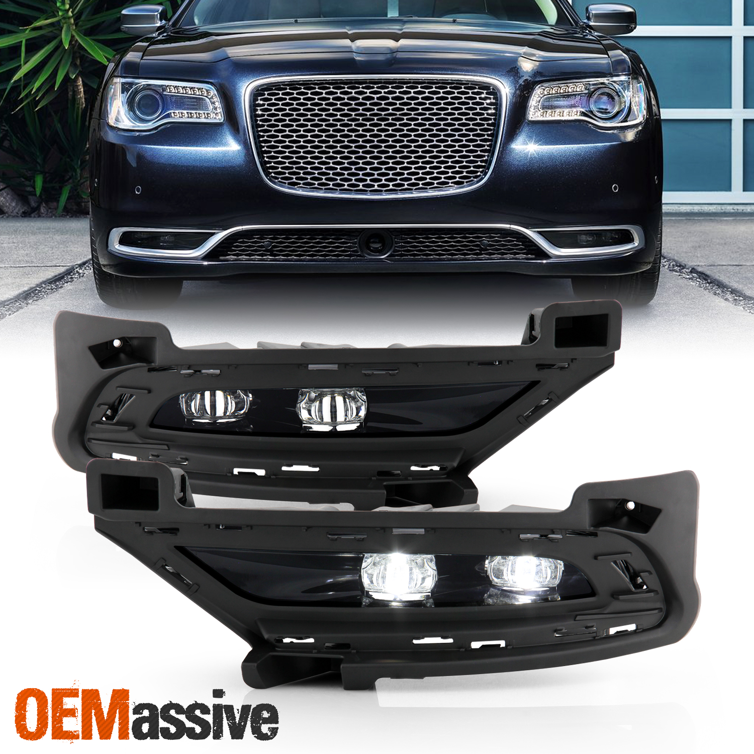 For 2015-2020 Chrysler 300 LED Chrome Fog Lights Pair Driver+Passenger ...