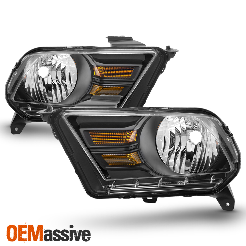 Fit 2010-2014 Ford Mustang Black Headlights Light Lamp Left+Right 10 11 ...